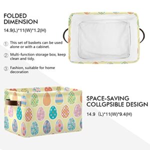 Foldable Storage Basket, Cube Organizer Bins Bright Easter Eggs Cube Bag Dual Handles for Closet Shelf