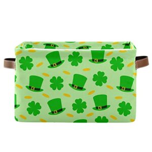 foldable storage basket, cube organizer bins st patricks day leaf hat cube bag dual handles for closet shelf