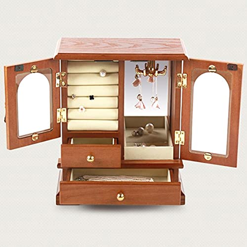 ZZYINH AN207 Multi-Layer Big Wooden Jewelry Box Jewelry Display Casket Earrings Ring Boxes Jewelry Organizer Gift Box Jewellery Organizer Small Jewelry