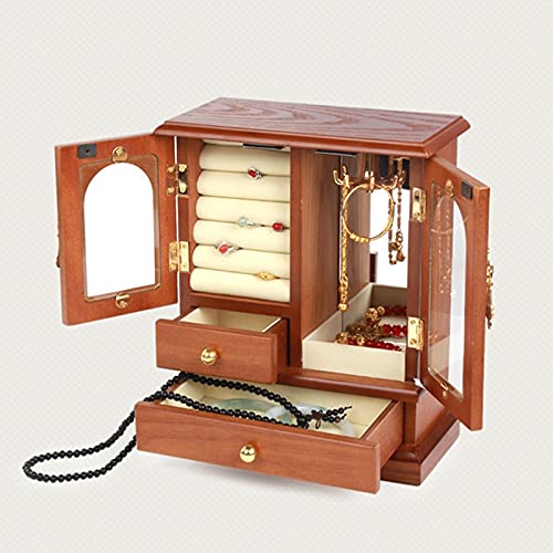 ZZYINH AN207 Multi-Layer Big Wooden Jewelry Box Jewelry Display Casket Earrings Ring Boxes Jewelry Organizer Gift Box Jewellery Organizer Small Jewelry