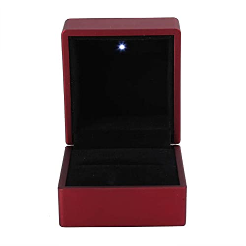 ZZYINH AN207 High Ring Box Square Ring Jewelry Earring Coin Box with LED Light for Wedding Engagement New Small Jewelry