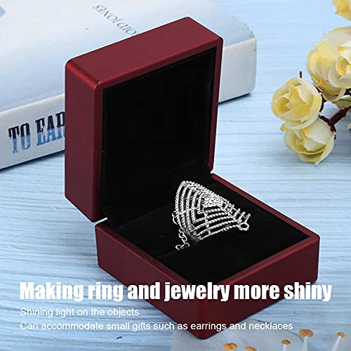 ZZYINH AN207 High Ring Box Square Ring Jewelry Earring Coin Box with LED Light for Wedding Engagement New Small Jewelry