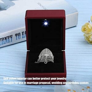 ZZYINH AN207 High Ring Box Square Ring Jewelry Earring Coin Box with LED Light for Wedding Engagement New Small Jewelry