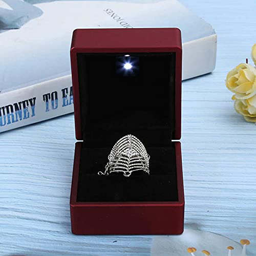 ZZYINH AN207 High Ring Box Square Ring Jewelry Earring Coin Box with LED Light for Wedding Engagement New Small Jewelry