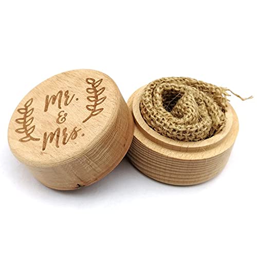 ZZYINH AN207 Personalized Engraving Rustic Wedding Wooden Ring Box Jewelry Trinket Storage Containers Custom Mr & Mrs Rings Bearer Small Jewelry