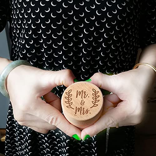 ZZYINH AN207 Personalized Engraving Rustic Wedding Wooden Ring Box Jewelry Trinket Storage Containers Custom Mr & Mrs Rings Bearer Small Jewelry