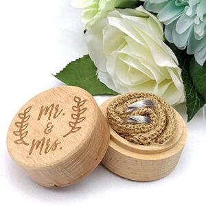 ZZYINH AN207 Personalized Engraving Rustic Wedding Wooden Ring Box Jewelry Trinket Storage Containers Custom Mr & Mrs Rings Bearer Small Jewelry