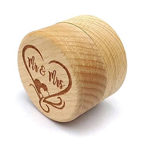 ZZYINH AN207 Personalized Engraving Rustic Wedding Wooden Ring Box Jewelry Trinket Storage Container Holder Custom Mr & Mrs Rings Bearer Small Jewelry