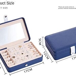 ZZYINH AN207 American Style Portable Pu Fresh Simple Ear Stud Jewlery Box Small Earrings Ring Multi-Functional Jewelry Box Small Jewelry (Color : Blue2)