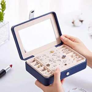 ZZYINH AN207 American Style Portable Pu Fresh Simple Ear Stud Jewlery Box Small Earrings Ring Multi-Functional Jewelry Box Small Jewelry (Color : Blue2)