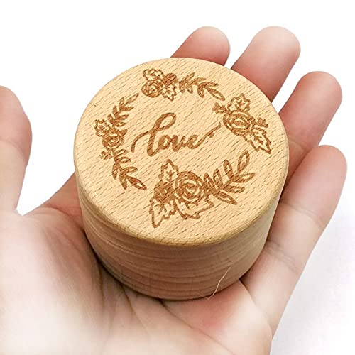 ZZYINH AN207 Personalized Engraving Rustic Wedding Wooden Ring Box Jewelry Trinket Storage Container Holder Custom Love Rings Bearer Small Jewelry