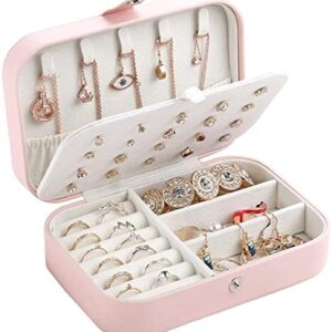 ZZYINH AN207 Jewlery Box Portable Jewelry Case Multi-Function Large Capacity Jewelry Storage Ear Stud Earrings Ornament Jewlery Box Small Jewelry (Color : Pink)