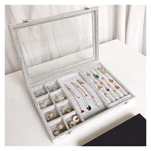 ZZYINH AN207 Ice Velvet Three-in-one Ring Necklace Earrings Earrings Jewelry Storage Box Small Jewelry