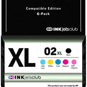 INKjetsclub Remanufactured Ink Cartridge Replacement for 02 (6 Pack) Includes Black, Cyan, Magenta, Yellow, Light Cyan, Light Magenta Ink Cartridges.