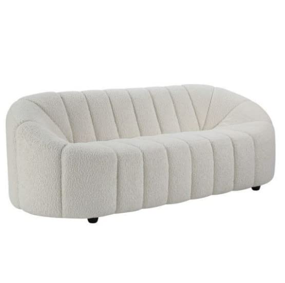 Acme Osmash Wooden Frame Sofa in White Teddy Sherpa