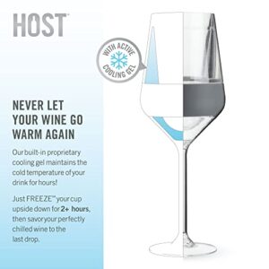 Host Wine Freeze Double-Walled Stemmed Wine Glasses Freezer Cooling Cups with Active Cooling Gel and Insulated Silicone Grip, 6.5 Oz Plastic Tumblers, Gray, Set of 2