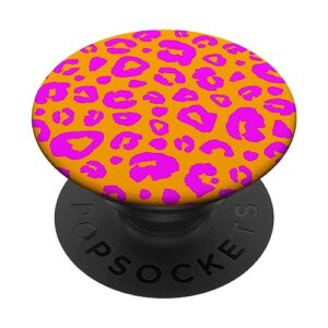 cheetah leopard pattern pink orange popsockets standard popgrip