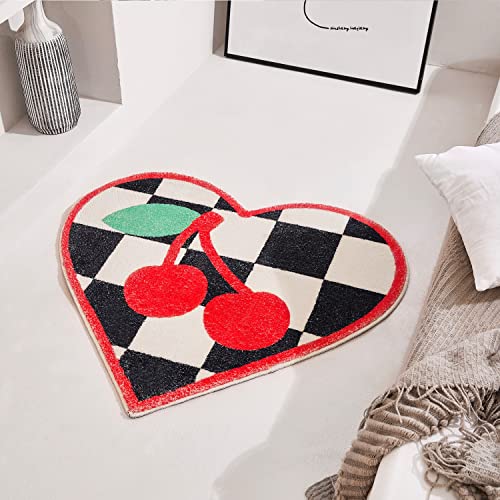 Snack Break | Cute Cherry Rug for Bathroom, Bedroom and Living Room | Non-Slip Backing | Ultra Soft Machine Washable Microfiber