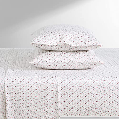 Laura Ashley - Queen Sheets, Soft Sateen Cotton Bedding Set - Sleek, Smooth, & Breathable Home Decor (Evie Pink, Queen)