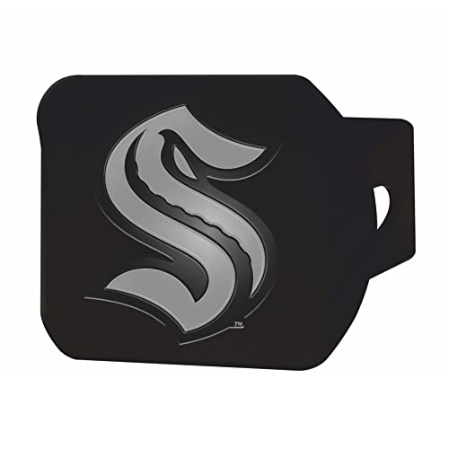 Seattle Kraken Black Metal Hitch Cover with Metal Chrome 3D Emblem