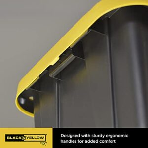 CX BLACK & YELLOW®, 5-Gallon Heavy Duty Tough Storage Container & Snap-Tight Lid, (8.6”H x 12.3”W x 16.4”D), Weather-Resistant Design and Stackable Organization Tote [6 Pack]