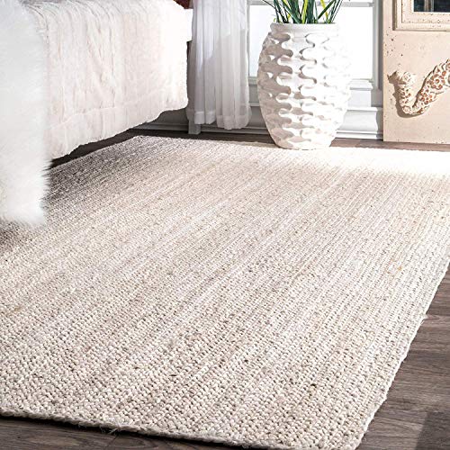 Agro Richer Handwoven Farmhouse Rugs for Living Agro richer Jute Area Rug Natural Hand Braided Rectangle Rugs for Bedroom, Kitchen, Living Room (8x10 Square Feet, Off White)