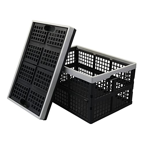 Anbers 42 L Plastic Collapsible Crates, Folding Storage Bins, 4 Packs