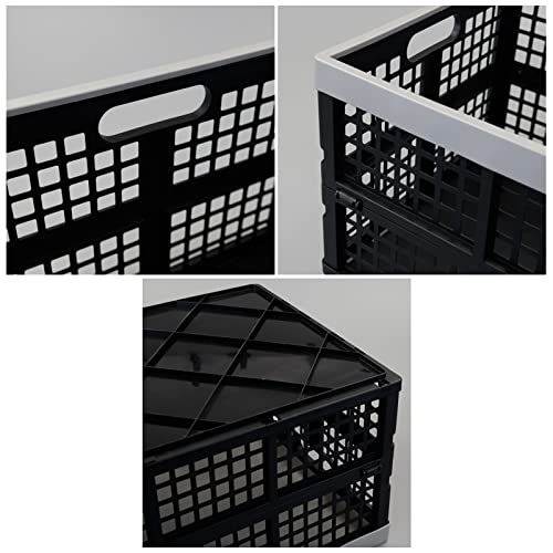 Anbers 42 L Plastic Collapsible Crates, Folding Storage Bins, 4 Packs