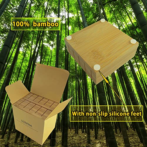 Knife Block Organizer - LIJEPNA In Drawer Organizer Bamboo Wood Drawer Knife Organizer - Designed to Hold 10 Knives(Not Included)-Keep Knife’s Blades Store Without Pointing Up