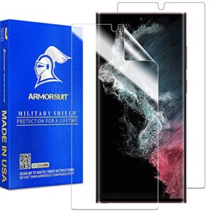 [2 pack] armorsuit militaryshield screen protector designed for samsung galaxy s22 ultra 6.8" case friendly (2022 release) anti-bubble hd clear film - made in usa