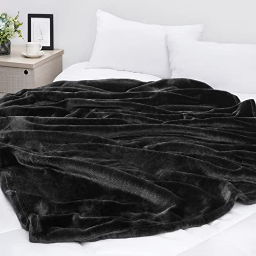 Yastouay Fleece Throw Blanket, Super Soft Lightweight Cozy Luxury Flannel Bed Blanket, Fluffy Plush Couch Blanket Throw for All Seasons (Black, 50x60 inches)