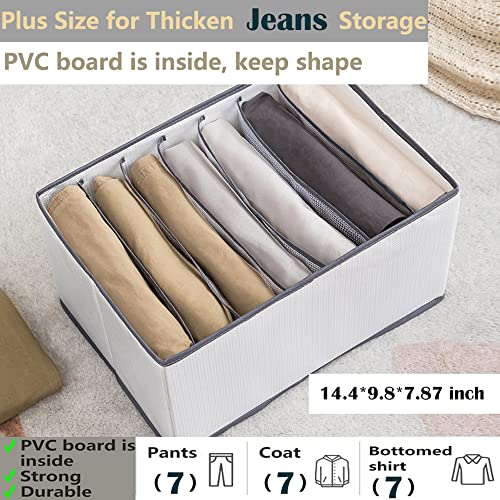 Wardrobe clothes organizer, Closet Organizers and Storage, Clothing Storage Containers for Jeans, Leggings, Skirts, T-shirts, Pants Washable Foldable Drawer Jeans Compartment Storage Box for Bedroom Dorm Room (2 Pcs Large 7 Grid)