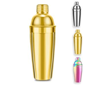 kyraton gold cocktail shaker, professional grade martini shaker, titanium golden plating premium stainless steel cocktail shaker, bar accessories for home bars 24 oz total capacity