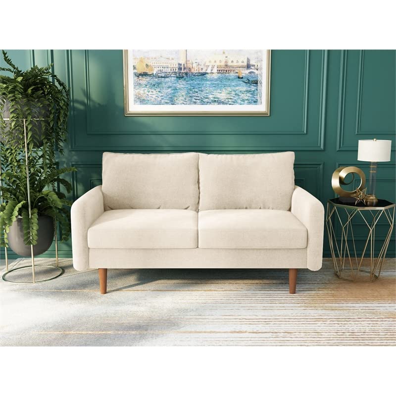 Kingway Furniture Aurora Velvet Living Room Loveseat in Beige