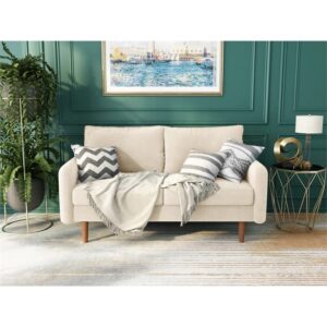 Kingway Furniture Aurora Velvet Living Room Loveseat in Beige