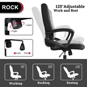 Executive Home Office Chair, Ergonomic Computer Desk Chair Bonded Leather, Adjustable Swivel Rolling Task Chairs Mid Back with Armrests