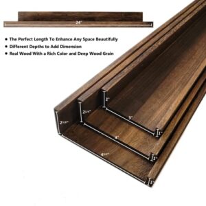 Ty Creations| 24 Inch Long Floating Shelves for Wall, Real Wood Rustic Picture Ledge Large Wall Shelf for Bedroom, Living Room, Bathroom, Kitchen and Office, Set of 3 differentsizes