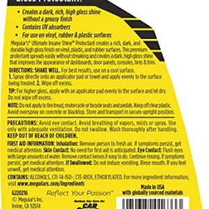 Meguiar's Ultimate Insane Shine Protectant Spray - Non-Greasy, Long-Lasting Shine for Vinyl, Rubber, and Plastic - Protects Against UV Rays and Fading - Easy to Use - 16 Oz