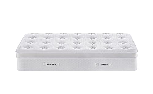 Twin Size Mattress - 12 Inch Cool Memory Foam & Spring Hybrid Mattress with Breathable Cover - Comfort Plush Euro Pillow Top - Rolled in a Box - Oliver & Smith