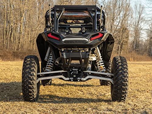 SuperATV Black Rear Receiver Hitch for 2018-2021 Polaris RZR XP Turbo S | 2019-2021 RZR XP 4 Turbo S | Fits Standard 2" Attachments | 3/16" Heavy-Duty Steel | Includes Cotter Pin and Hitch Pin