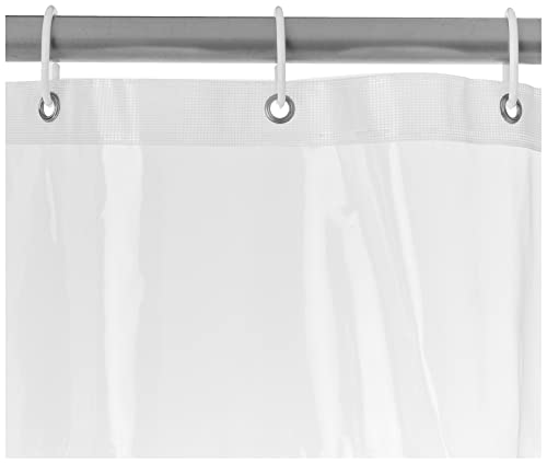 Amazon Basics 8-Gauge PEVA Shower Curtain or Liner with Mesh Storage Pockets - 72" x 72", Clear