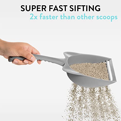 CatGuru Cat Litter Scoop, Jumbo Litter Scoop, Litter Scooper with Deep Shovel & Long Handle, Super Fast Sifter, Durable Kitty Litter Scoop, Cat Stuff, Kitten Supplies (Gray)