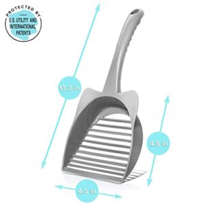 CatGuru Cat Litter Scoop, Jumbo Litter Scoop, Litter Scooper with Deep Shovel & Long Handle, Super Fast Sifter, Durable Kitty Litter Scoop, Cat Stuff, Kitten Supplies (Gray)