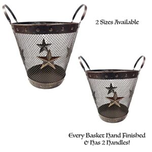 Urbalabs Rustic Lone Star Metal Bathroom Trash Can Office Western Waste Basket Country Wastebasket Office Wire Garbage Can Cowboy Gun Decor Bathroom Decor Cowboy Decor for Bathroom (Large)