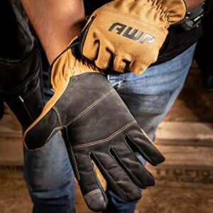 AWP Duck Canvas Utility Work Gloves for Men and Women, Abrasion Resistant, Large,Brown