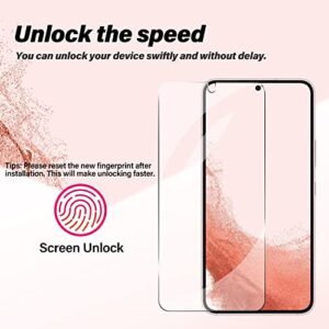 Galaxy S22 Tempered Glass Screen Protector + Camera Lens Protector [ 2 + 2 Pack ][Case Friendly] [Anti-Scratch] [Ultrasonic Fingerprint Unlock] Clear HD Glass Protective Film for Samsung Galaxy S22