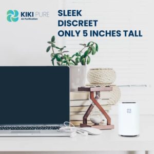 KIKI PURE PRO AIR PURIFIER & IONIZER USB-C & BATTERY POWERED (up to 4 hrs use) Portable, 5.1 inches tall, less than 1 lbs. NO REPLACEMENT FILTERS REQUIRED cup holder attachment accessory included.