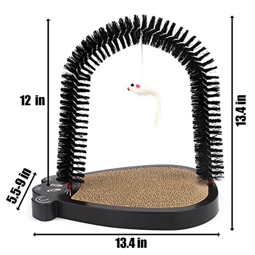 Fhiny Cat Arch Self Groomer, Cat Brush with Scratching Cardboard Hair Face Back Brush for Grooming with Toys Scratcher Massager Comb Station Interactive Toy for Indoor Kitten Cats Pets Cute