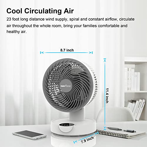 BUSYPIGGY Air Circulation Fan- 8 Inch Desk Fan, Portable Small Fan with 3-Speed Adjustable, Personal Desktop Fan can be Timed, Oscillating Fan with Hook and Remote Control Suitable For Most Scenes