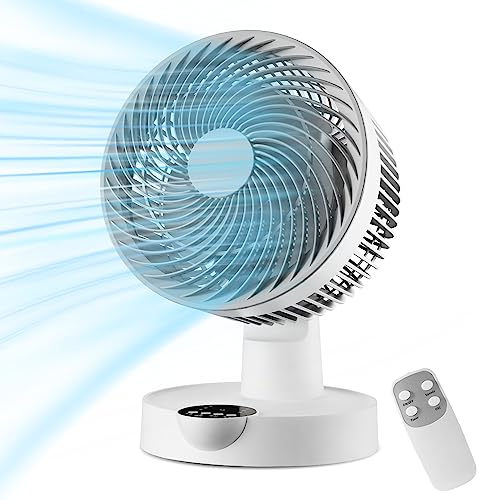 BUSYPIGGY Air Circulation Fan- 8 Inch Desk Fan, Portable Small Fan with 3-Speed Adjustable, Personal Desktop Fan can be Timed, Oscillating Fan with Hook and Remote Control Suitable For Most Scenes